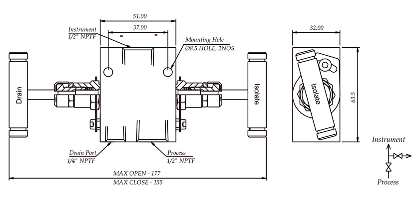 Remotely Mounted 2 Valve Manifold – instrumentation Valves & Fittings